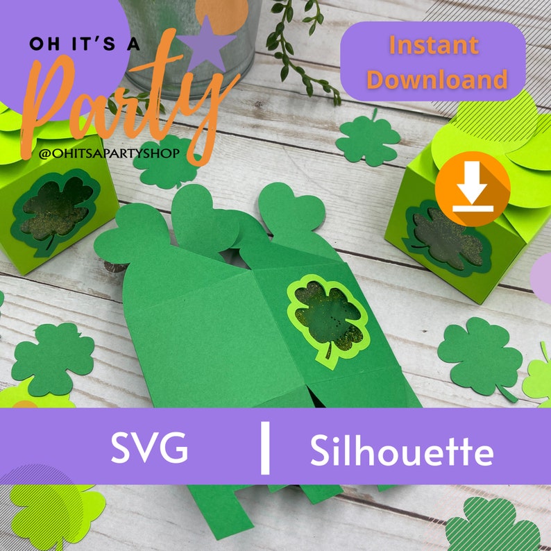 Colver Template Box, St Patrick's Day Box Svg, Gift Boxes Svg, Shamrock ...