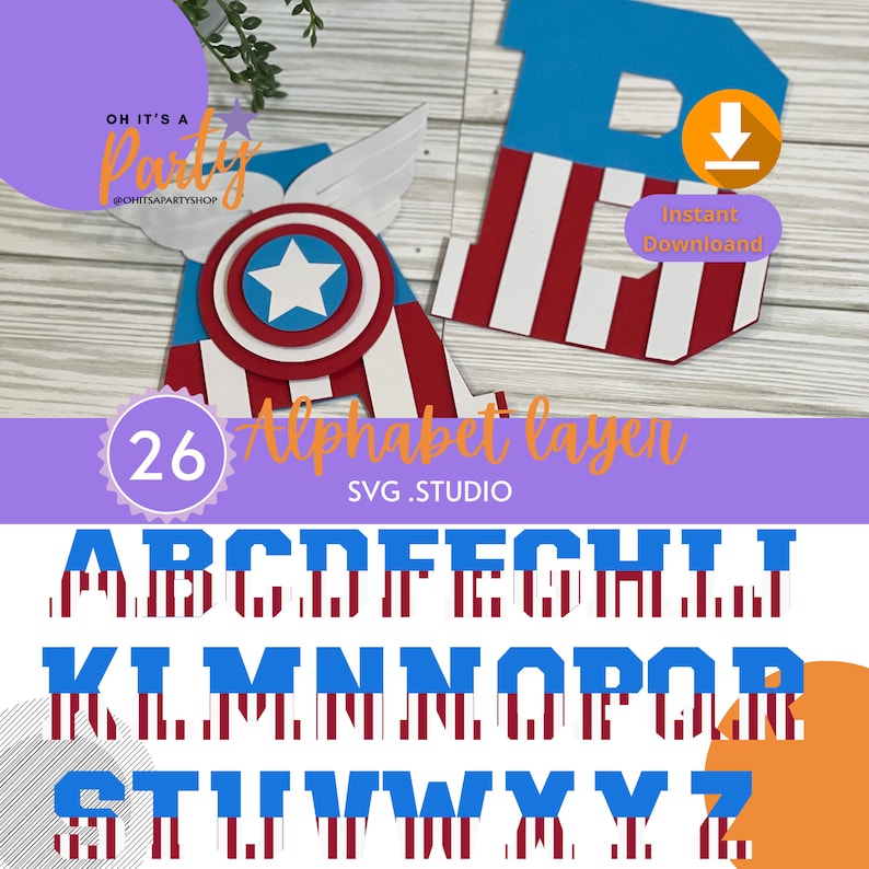 Layers for 3D Letters A to Z, Captain America Layers, Die Cut Template ...