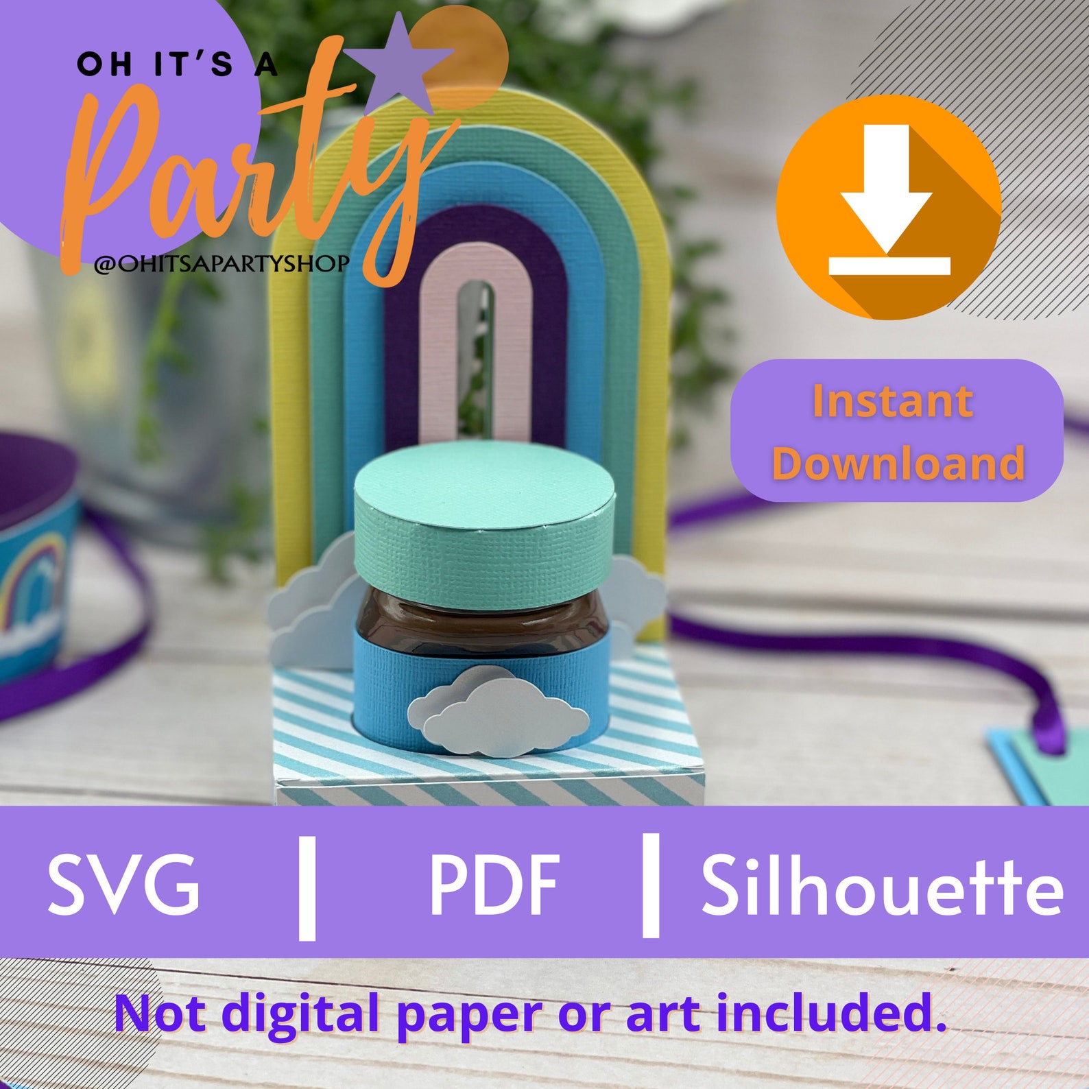 Mini Nutella Box Template, Favor Box Template, Mini Nutella Box Digital ...