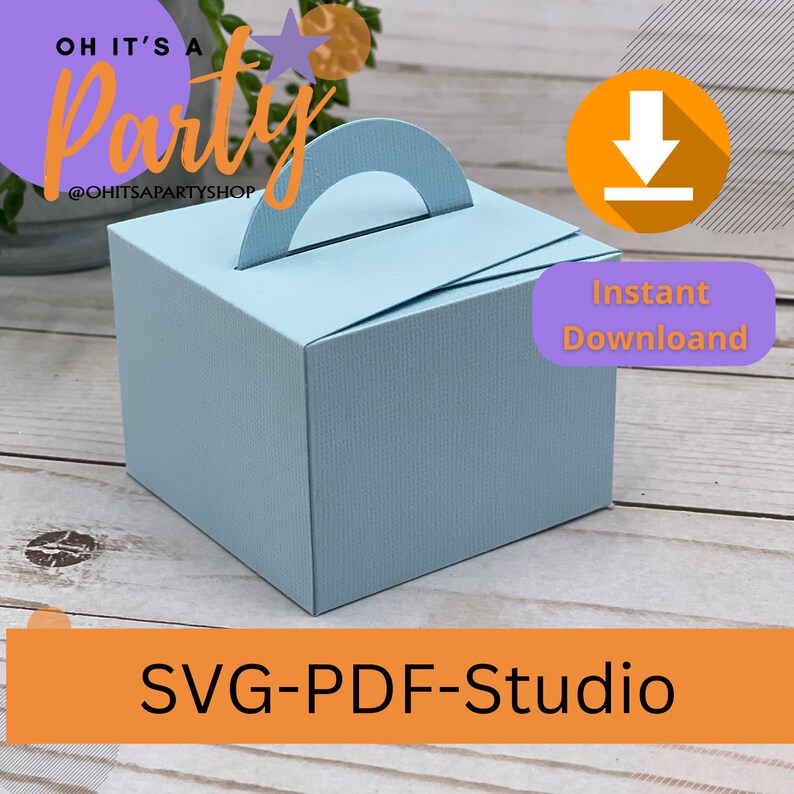 Square Favor Box Template: Cube With Handle (SVG, PDF) - Etsy