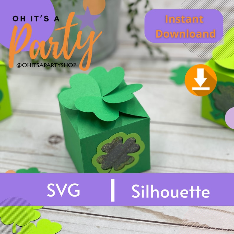 Shamrock Gift Box SVG Template: St Patrick's Day Paper Box (digital ...