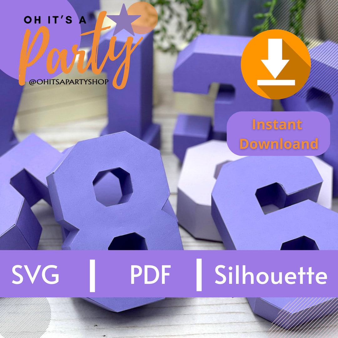 3D Numbers 0-9: DIY SVG Cut Files for Cricut, Silhouette (PDF) - Etsy