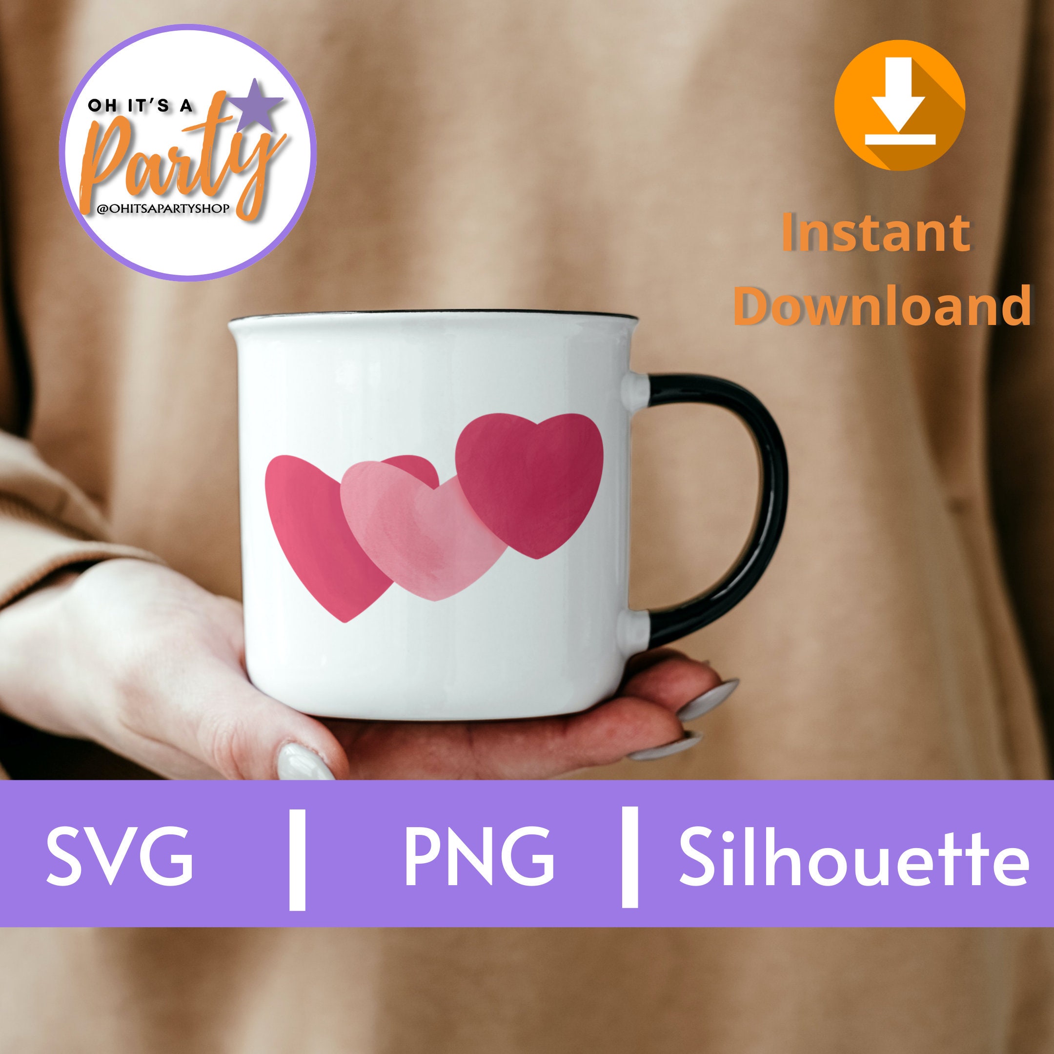 Heart SVG, Triple Heart SVG, Valentines Hearts PNG, Love Svg, Png, File ...