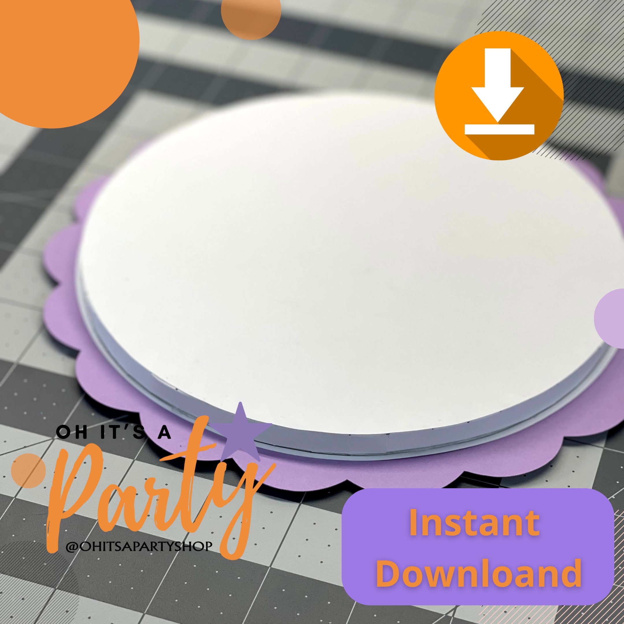 Shaker Cake Topper, Scalloped Cake Topper SVG With Stripe, Cutting ...