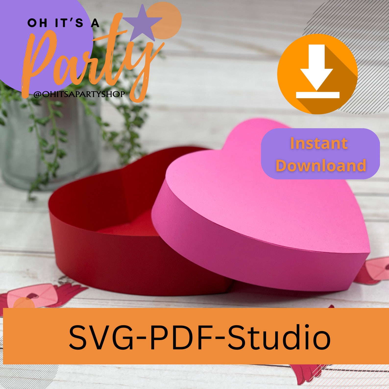 Heart Box Template, Box With Lid Template, Favor Box, Gift Box Template ...