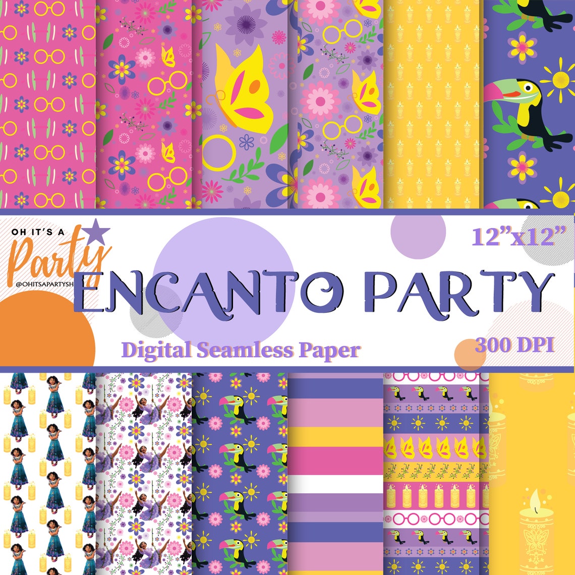 ENCANTO-PARTY Papers Kit, 12 Paper in Png and Jpg 300dpi, Instant ...