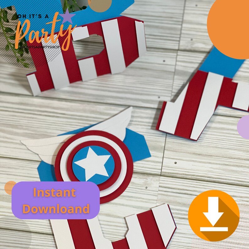 Captain America Layers for 3D Letters A to Z, Die Cut Template, SVG ...