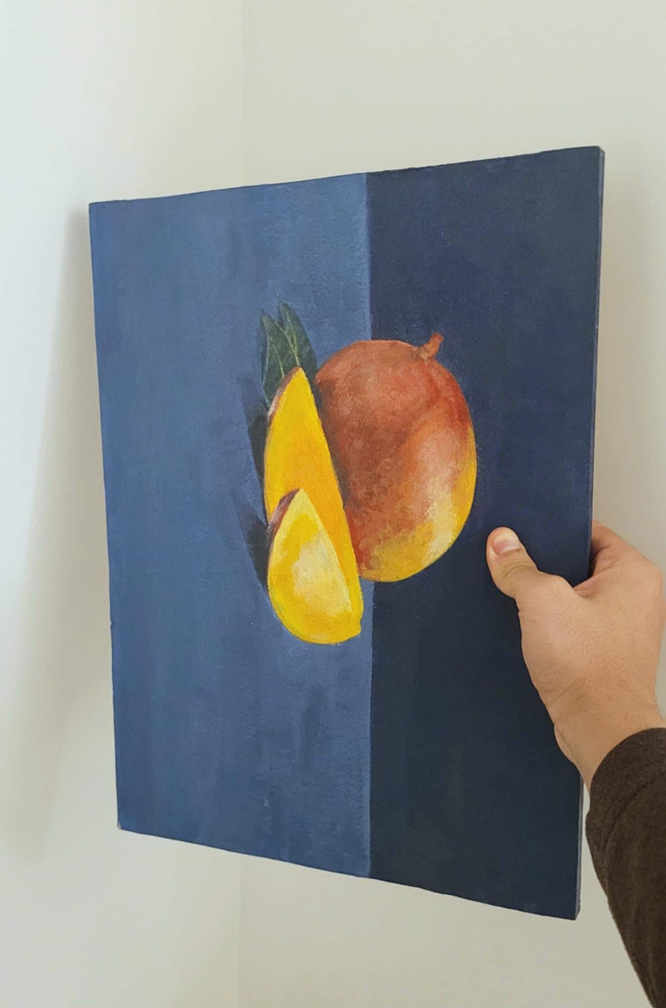 Original Mango Realistic Acrylic Painting, Small Canva Still Life ...