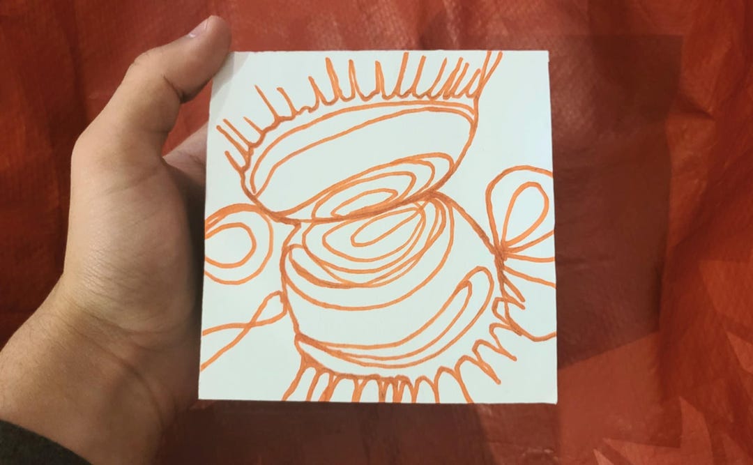 Original Stylized Line Drawing of a Venus Flytrap - Marker Artwork ...