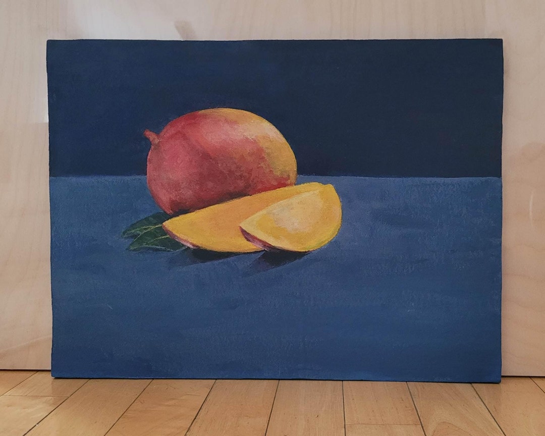 Original Mango Realistic Acrylic Painting, Small Canva Still Life ...