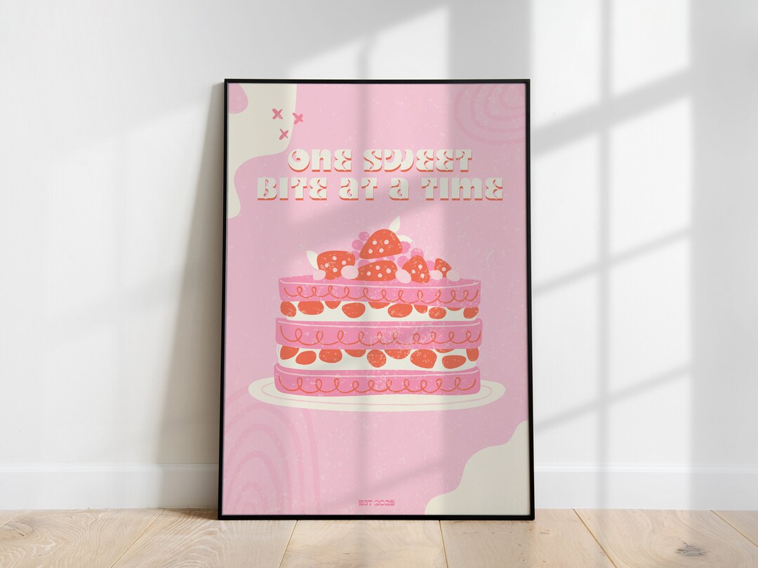 Pink Cake Quote Poster: Preppy Indie Room Decor for Teens (digital ...