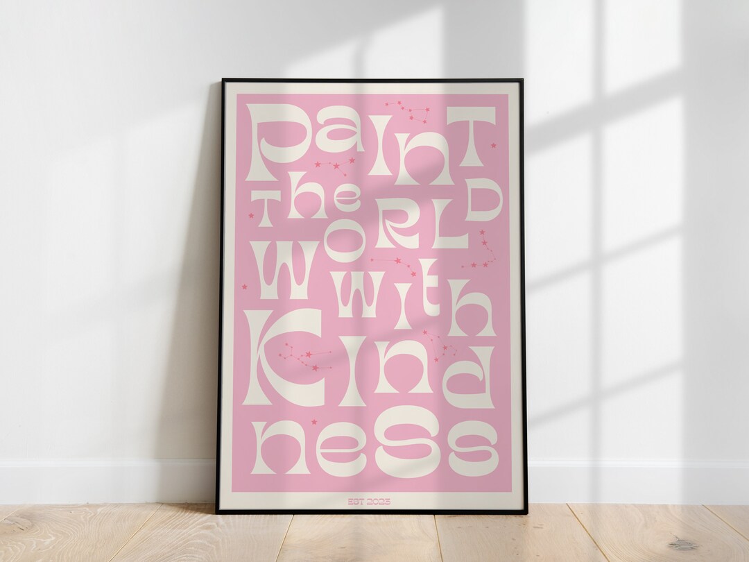 Pink Kindness Quote Poster Wall Art Print | Merch and Gifts | Preppy ...
