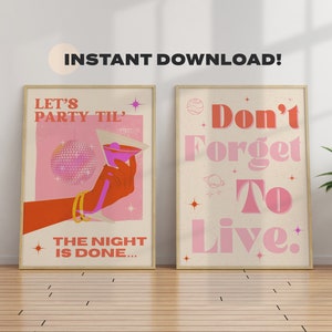 Pink Party Quote Poster Set | Merch and Gifts | Preppy Room Decor for ...