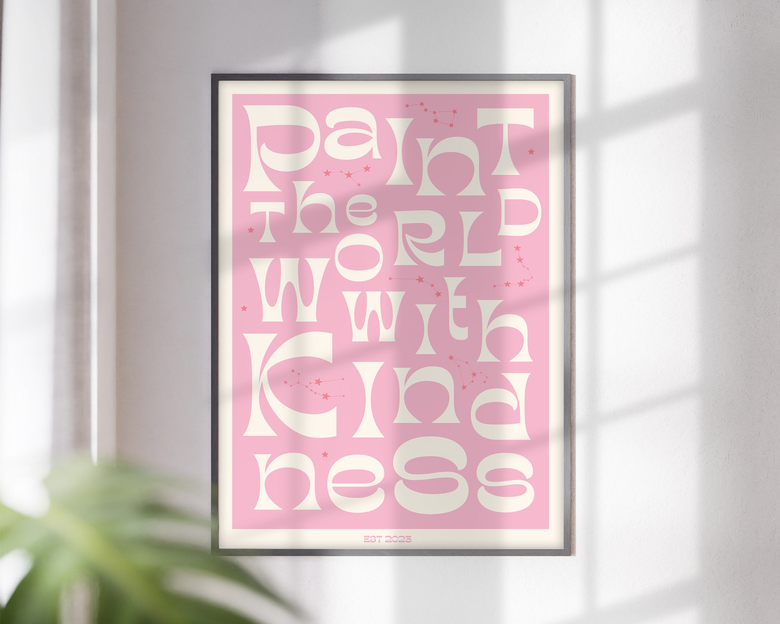 Pink Kindness Quote Poster Wall Art Print Merch and Gifts Preppy Room ...