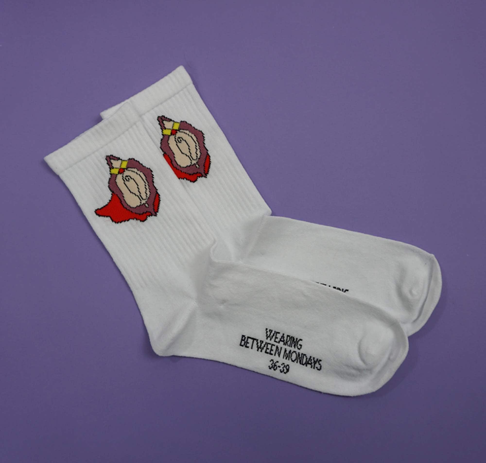 Vulva Socks, White Socks With Vulva Motif, Recycled Cotton, Statement Socks, Funny Socks ...