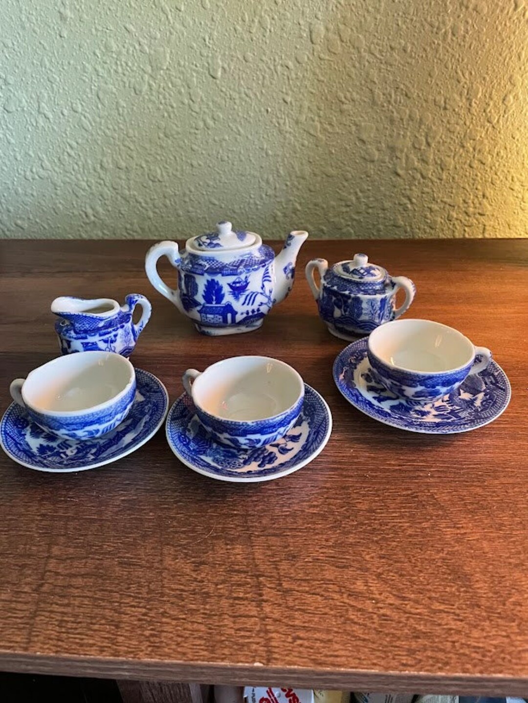 Miniature Blue Willow Tea Set Japan - Etsy