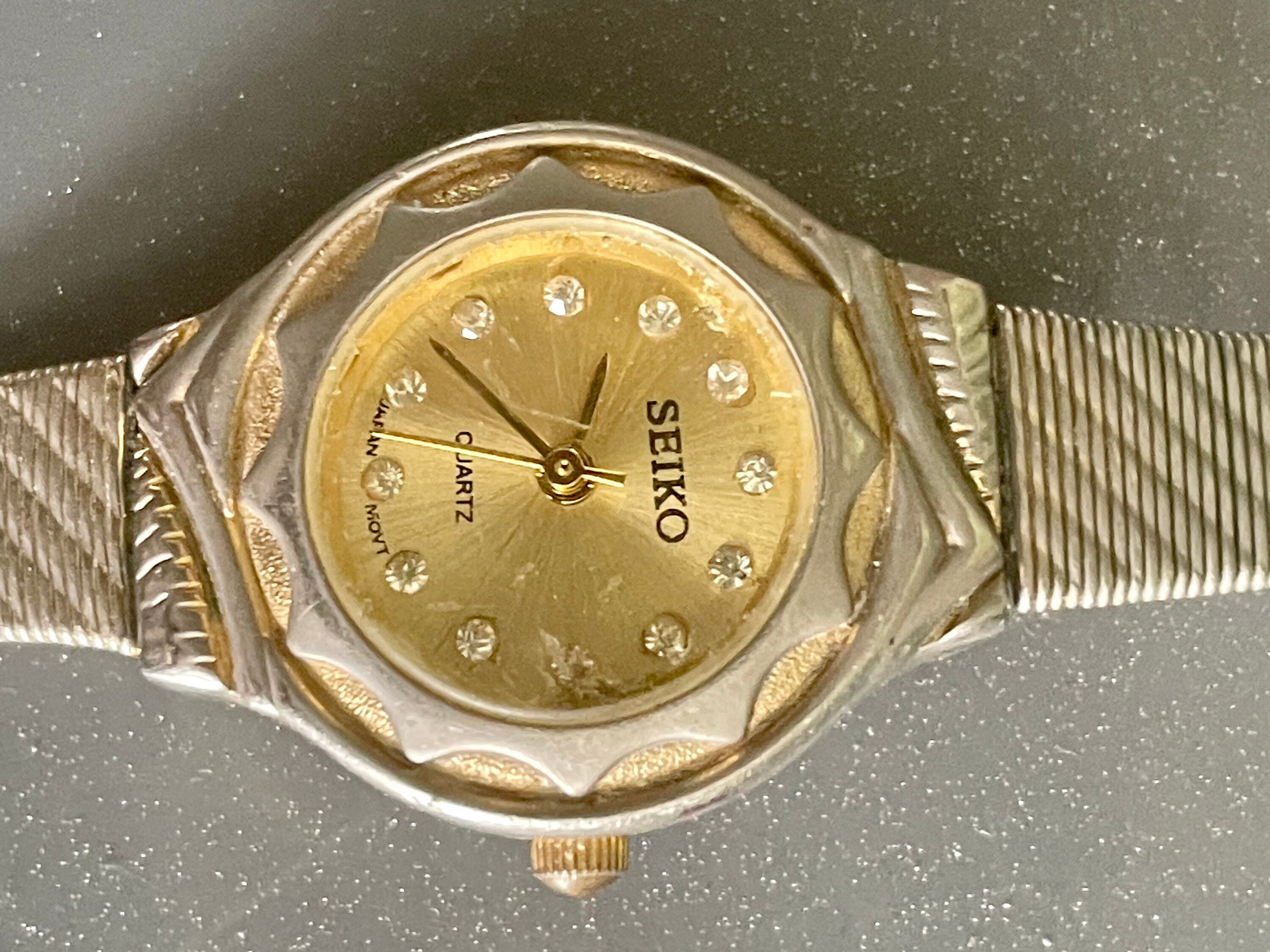 Vintage Seiko Quartz Ladies Watch With Rhinestones - Etsy