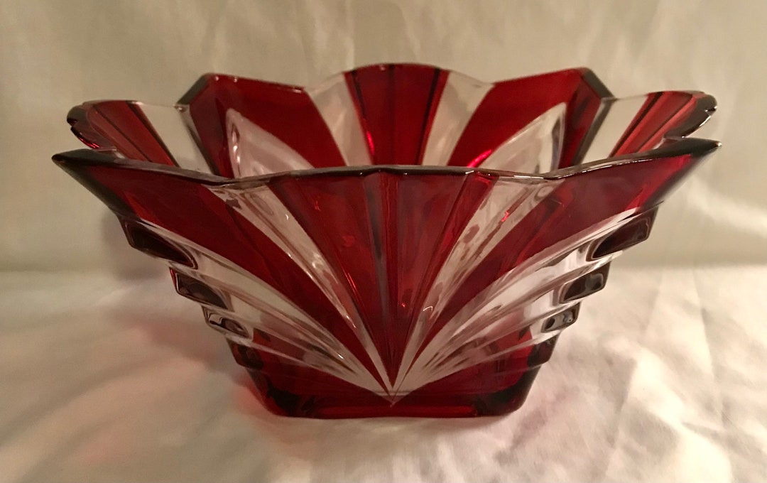 Large Ruby Red Aurora SOGA Made in Japan Pressed Glass Vintage - Etsy