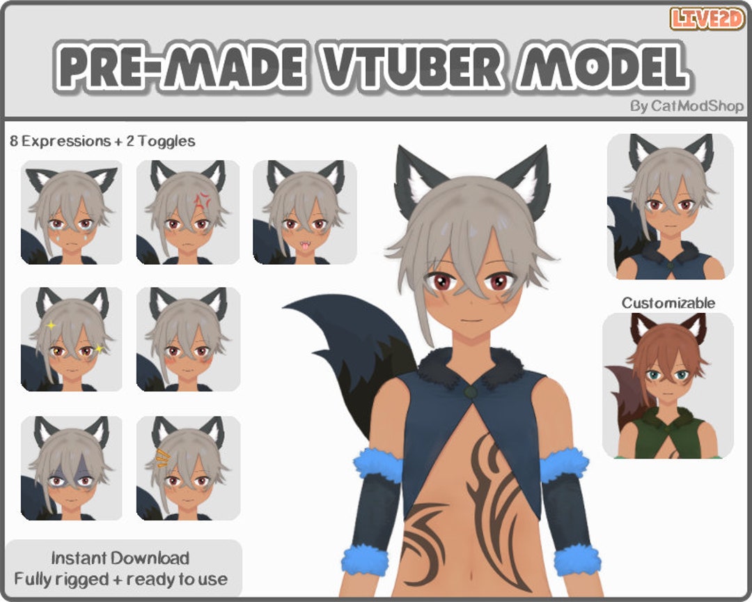 Premade Vtuber Live2d Wolf Model Low Budget Rigged Ready to Use - Etsy