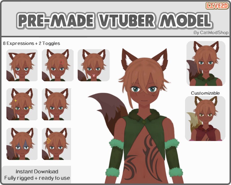 Premade Vtuber Live2d Wolf Model Low Budget Rigged Ready to Use - Etsy