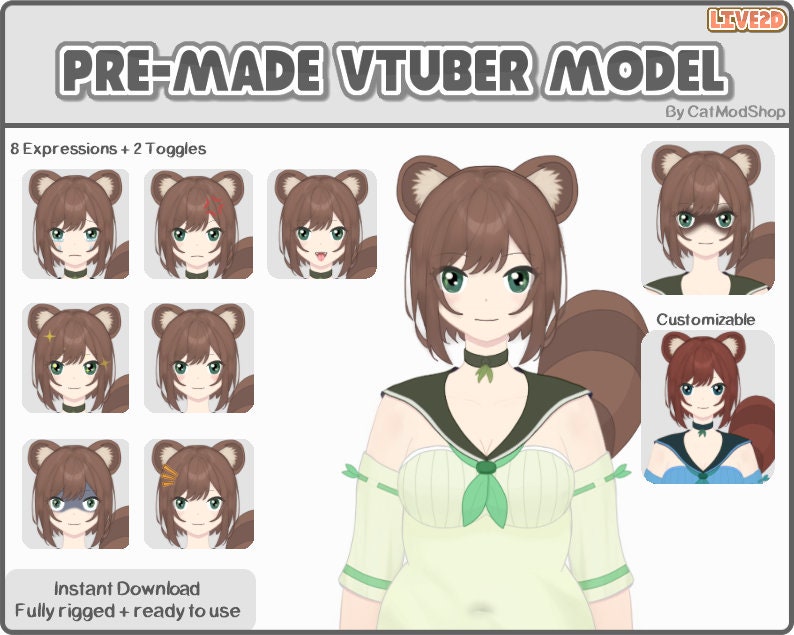 Modelo Vtuber Live2D Tanuki prefabricado / Bajo presupuesto / Equipado Listo para usar - Etsy México