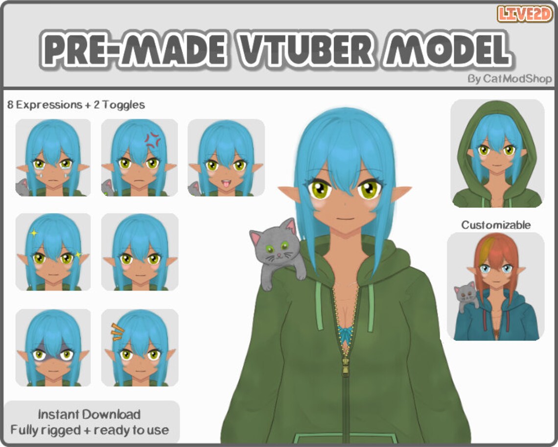 Premade Vtuber Live2d Elf Model Low Budget Rigged Ready to Use - Etsy