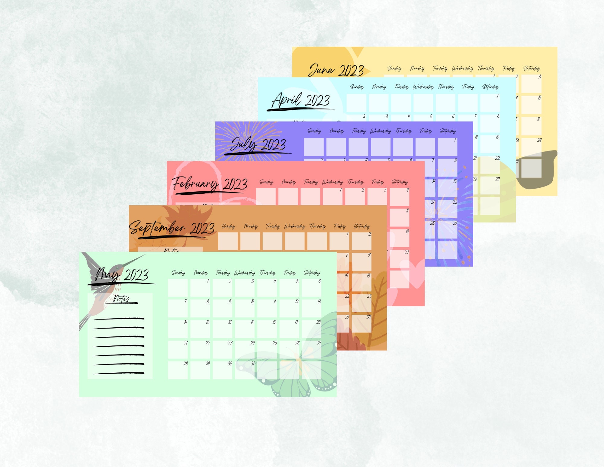 2023 Monthly Calendar, Printable Calendar, Fun and Great for Kids, PDF ...