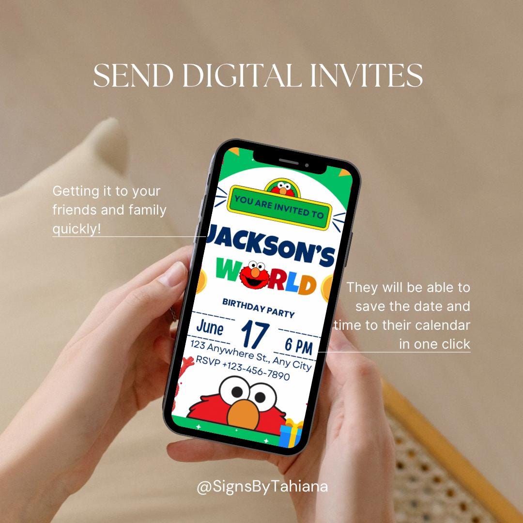 Elmo-inspired Birthday Invitation | Editable Canva Template | Digital ...