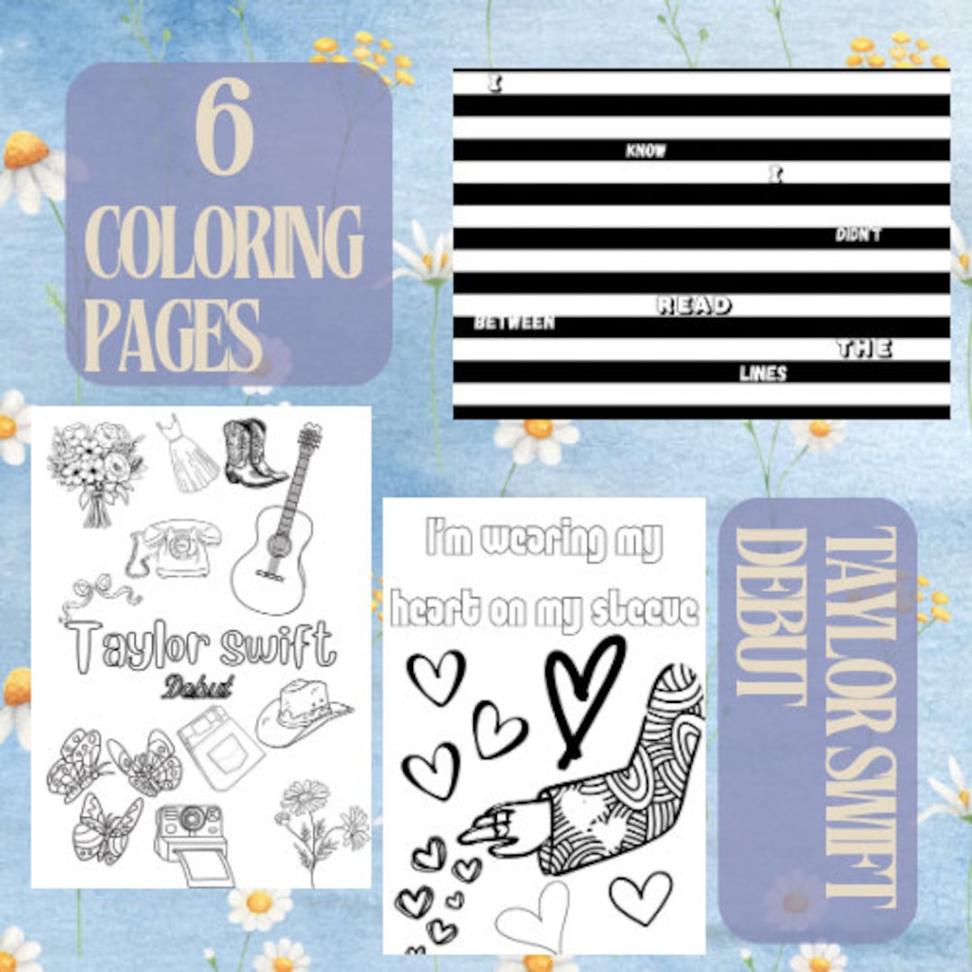 Taylor Swift Debut Album Inspired Colouring Pages 7 Pages Total Adult ...