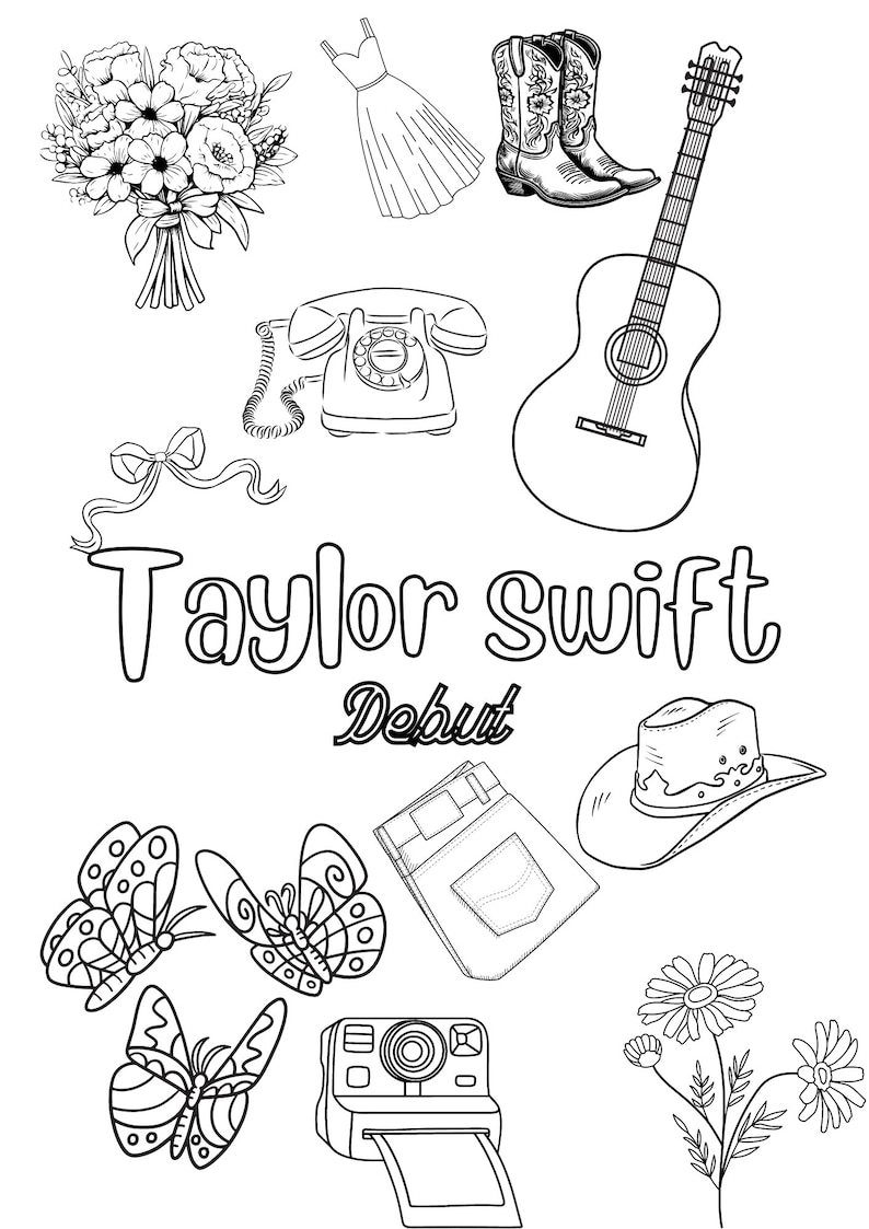 Taylor Swift Debut Album Inspired Colouring Pages 7 Pages Total Adult ...