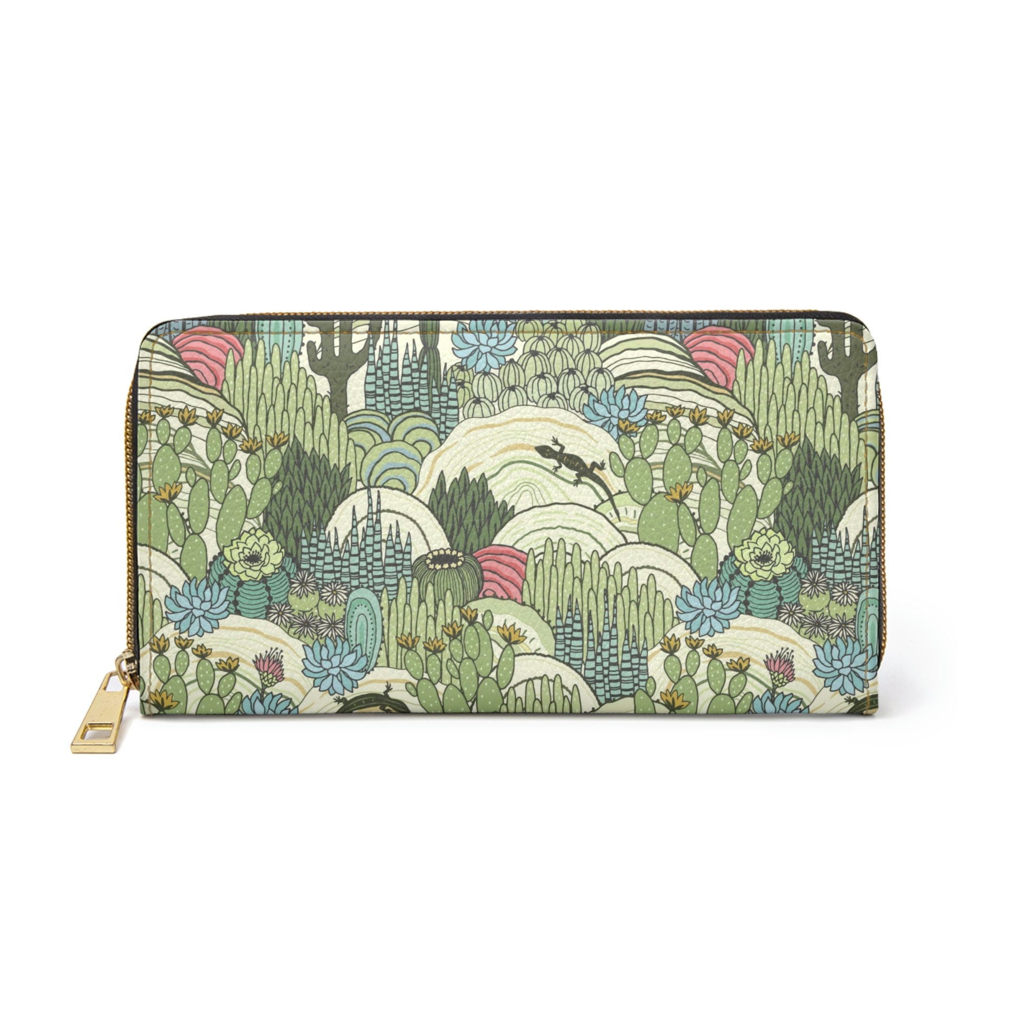 Cactus Desert Illustration Zipper Wallet Natural Scale, Wallet Design ...