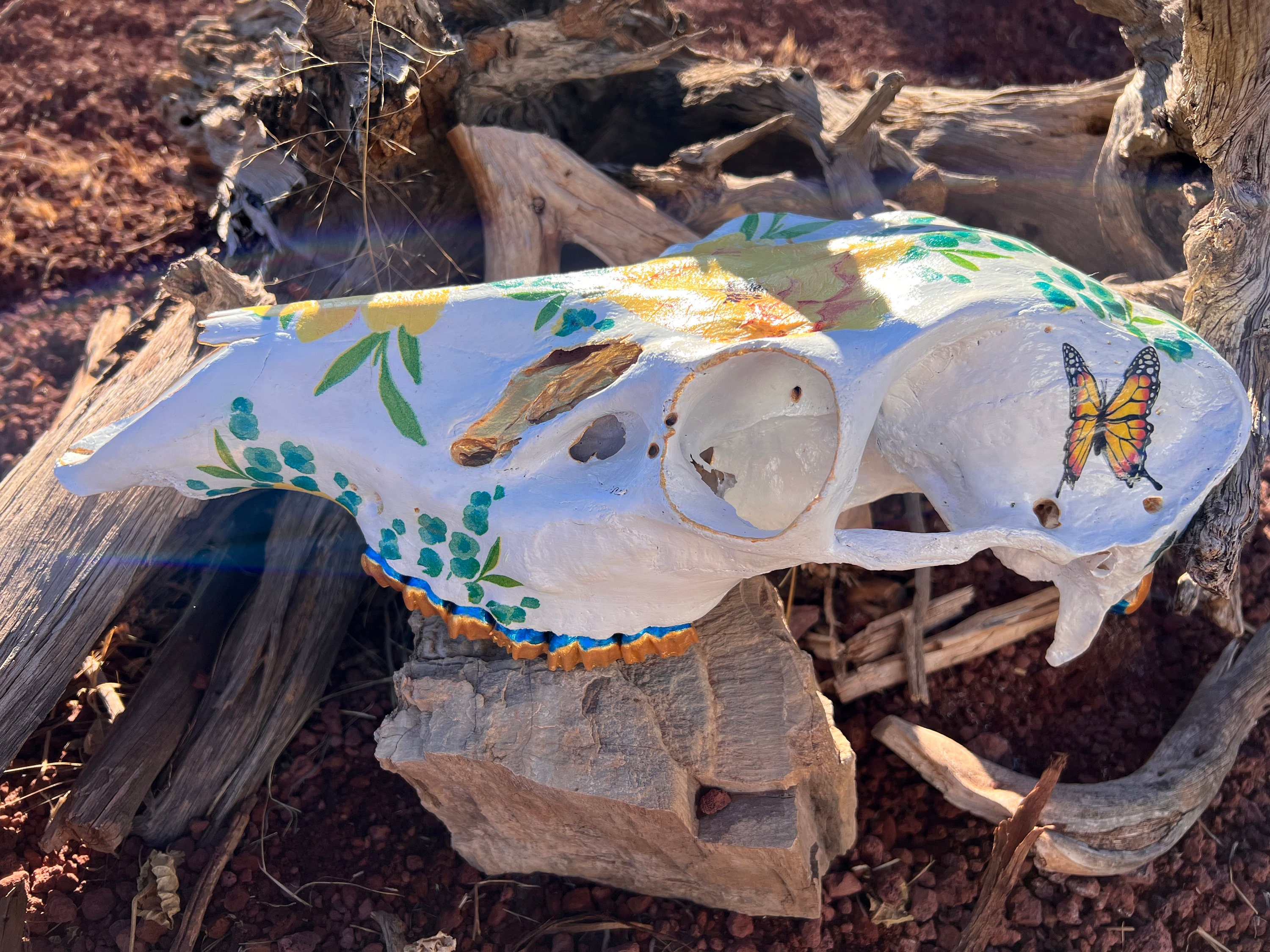 Hand Painted Decoupage Elk Skull - Etsy