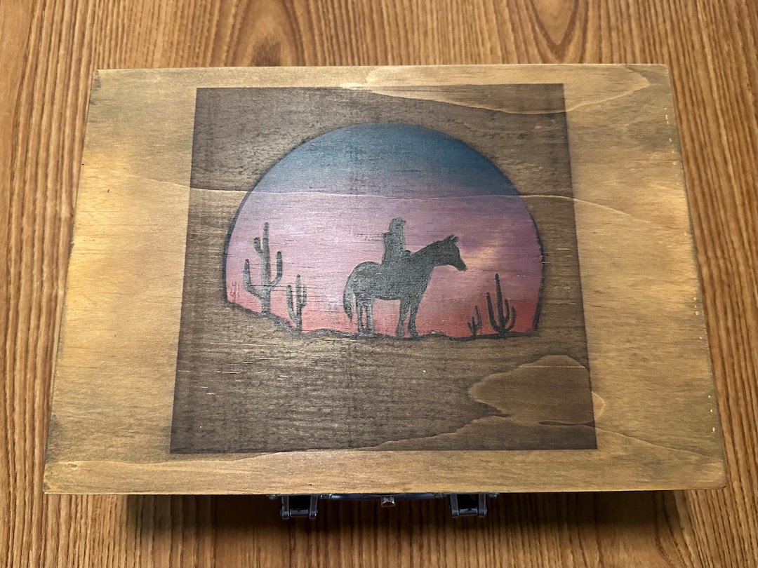 Western Cowboy Wooden Keepsake Box - Etsy