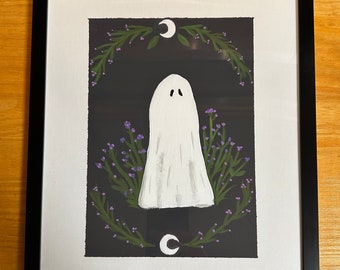 3x3 Hand Painted Halloween Ghost With Spiders Canvas Painting - Etsy
