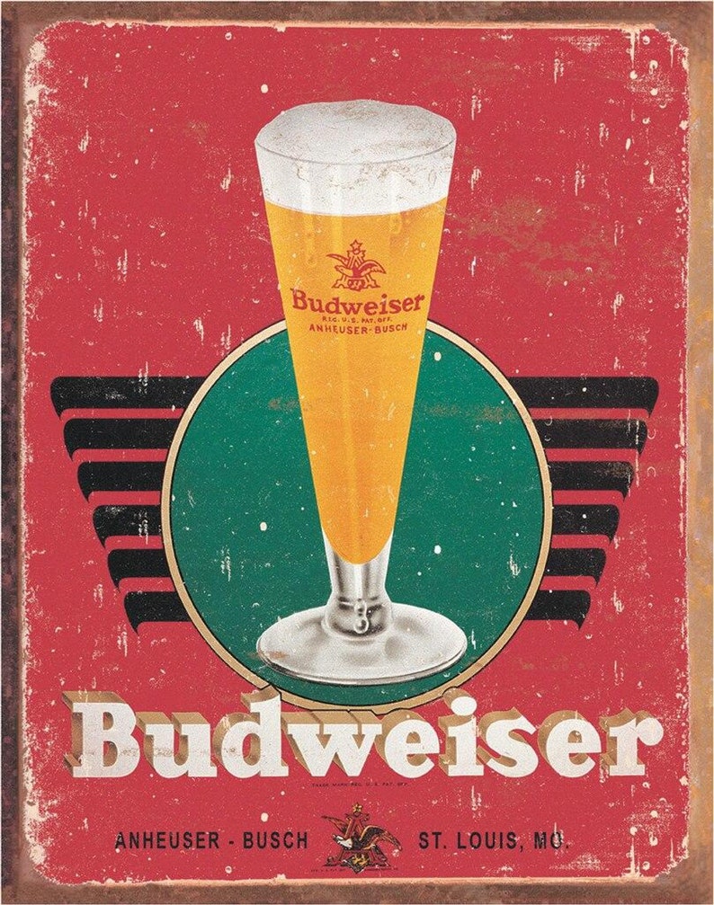 Retro Look Budweiser Tin Metal Signs - Etsy