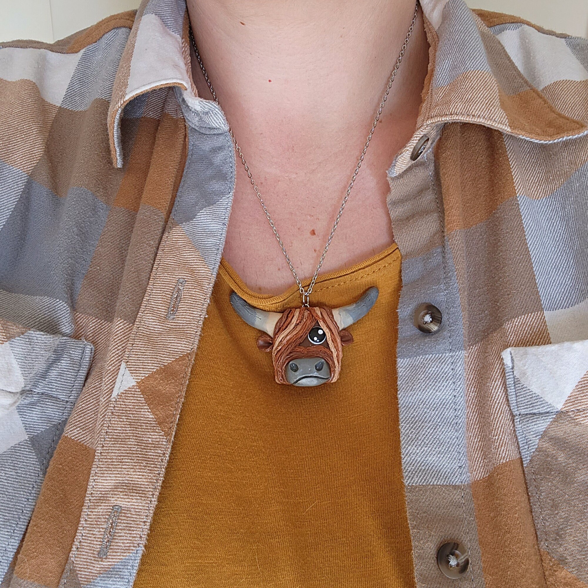 Adorable Highland Cow Pendant Necklace, Highland Cattle Necklace ...