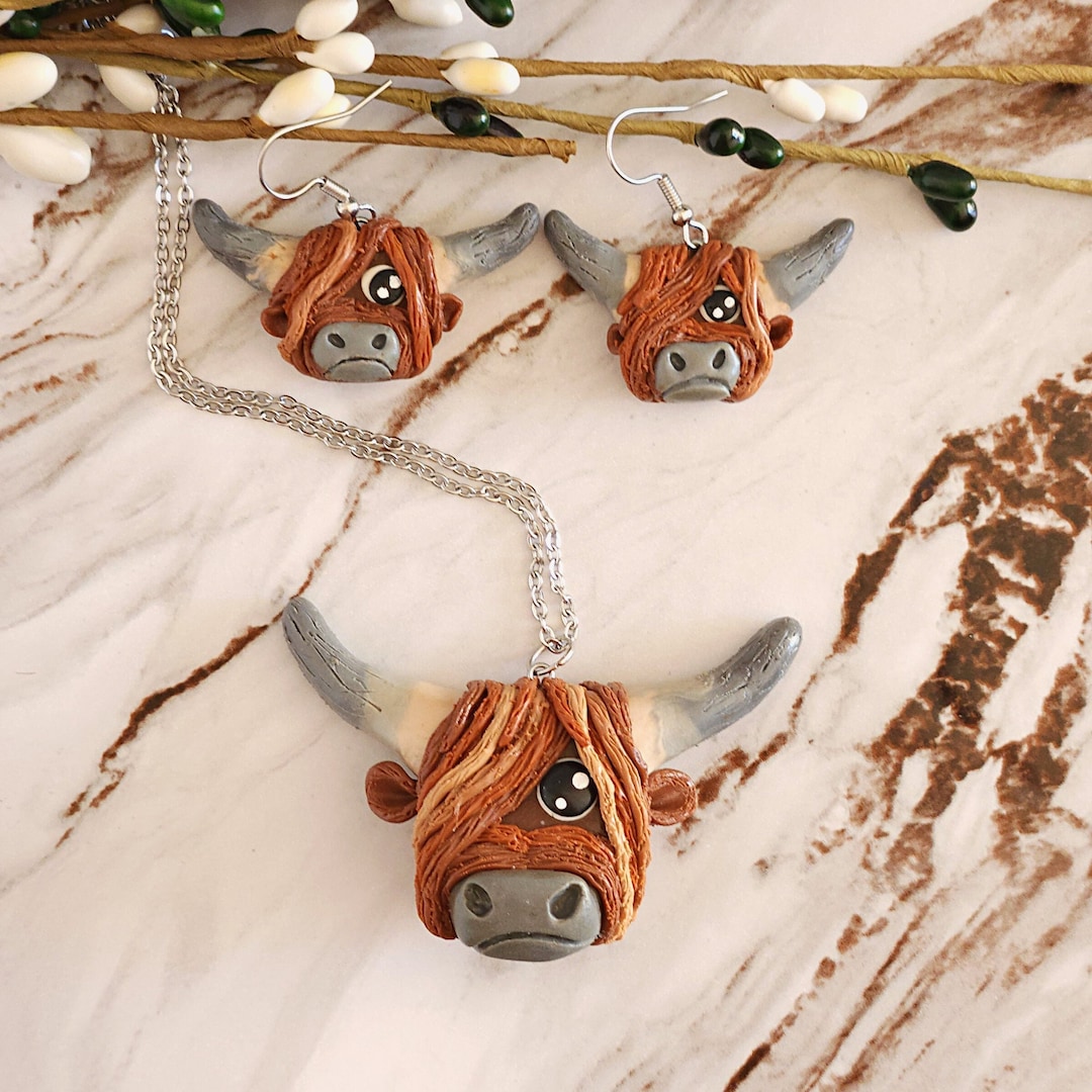 Adorable Highland Cow Pendant Necklace, Highland Cattle Necklace ...