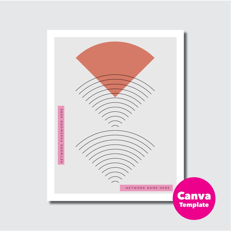 Coral Wifi Password Sign, Printable, Guest Room Sign, Editable Template ...