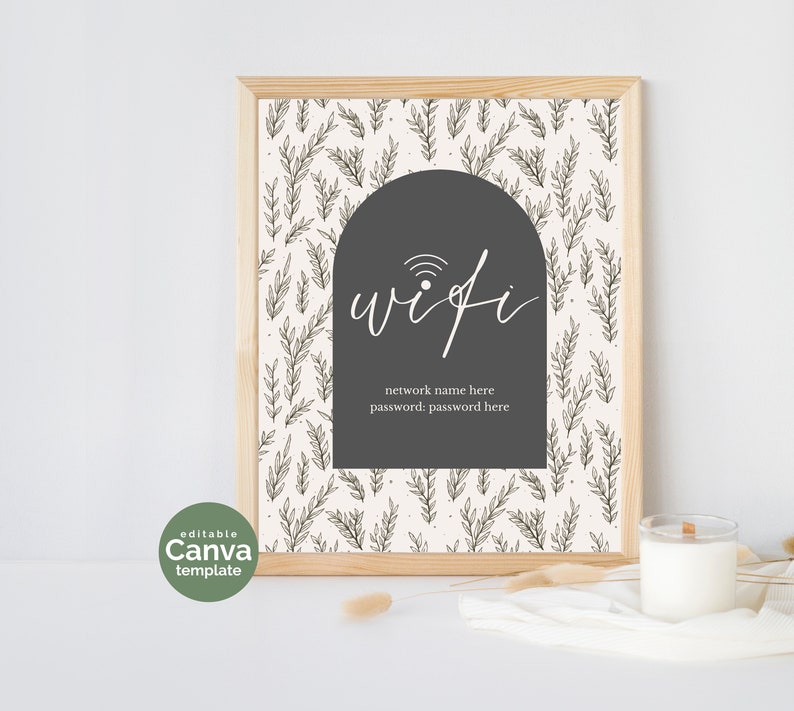 Modern Wifi Password Sign, Printable, Guest Room Sign, Editable ...