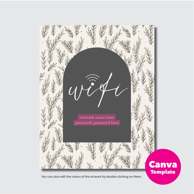 Modern Wifi Password Sign, Printable, Guest Room Sign, Editable ...