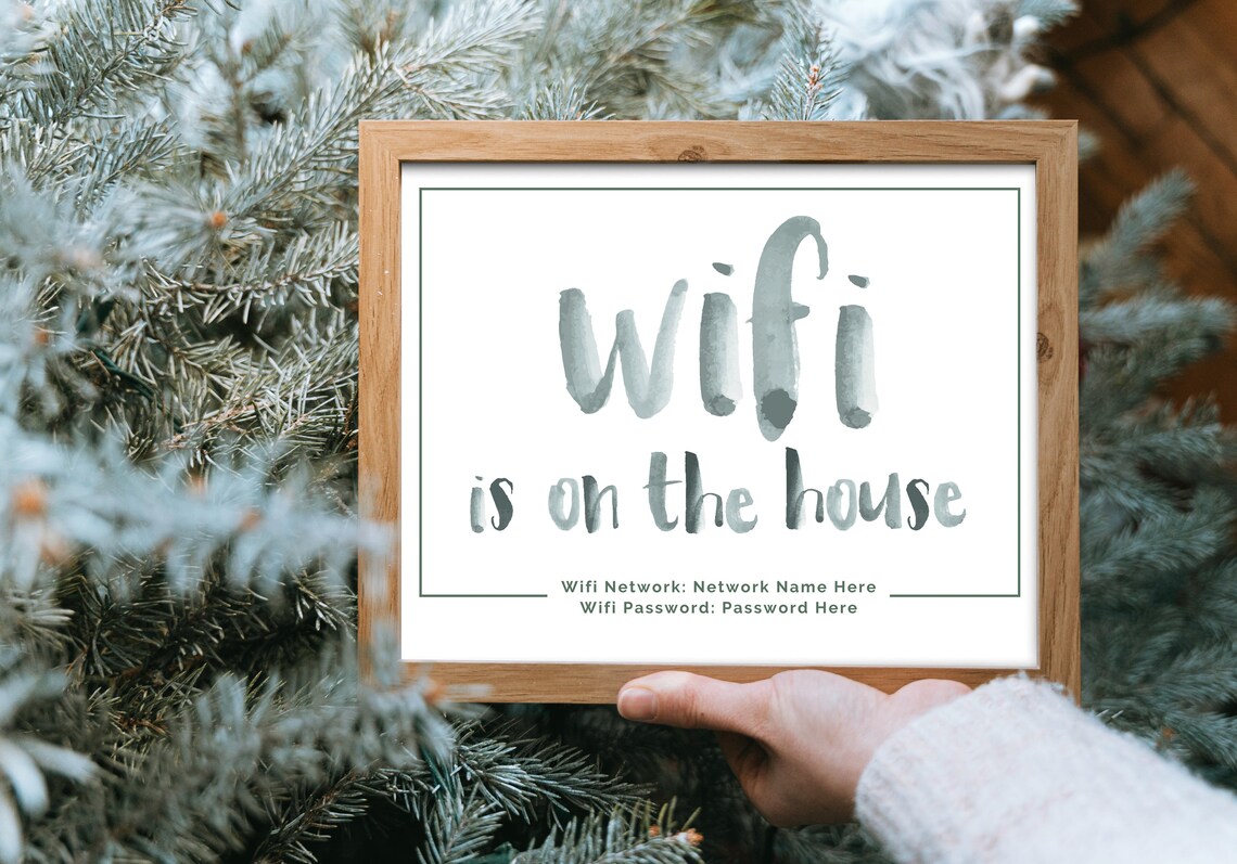 Watercolor Wifi Password Sign Printable, Printable, Guest Room Sign ...