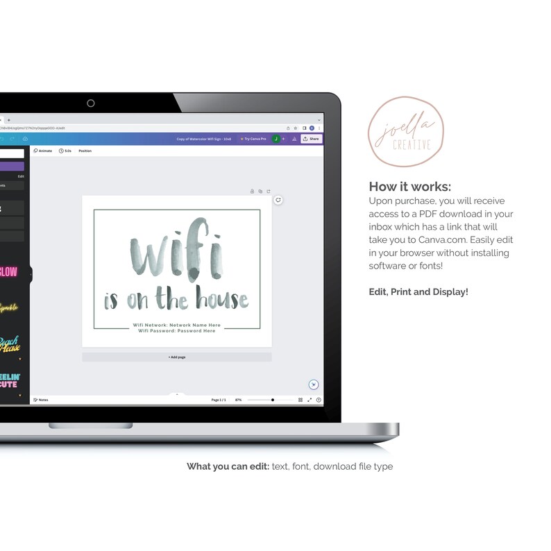 Watercolor Wifi Password Sign Printable, Printable, Guest Room Sign ...