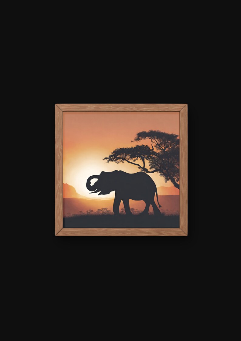 Jungle Animal Silhouettes Art Prints: Sunset Home Decor (digital ...