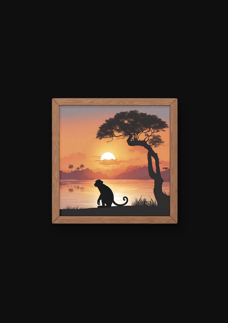 Jungle Animal Silhouettes Art Prints: Sunset Home Decor (digital ...