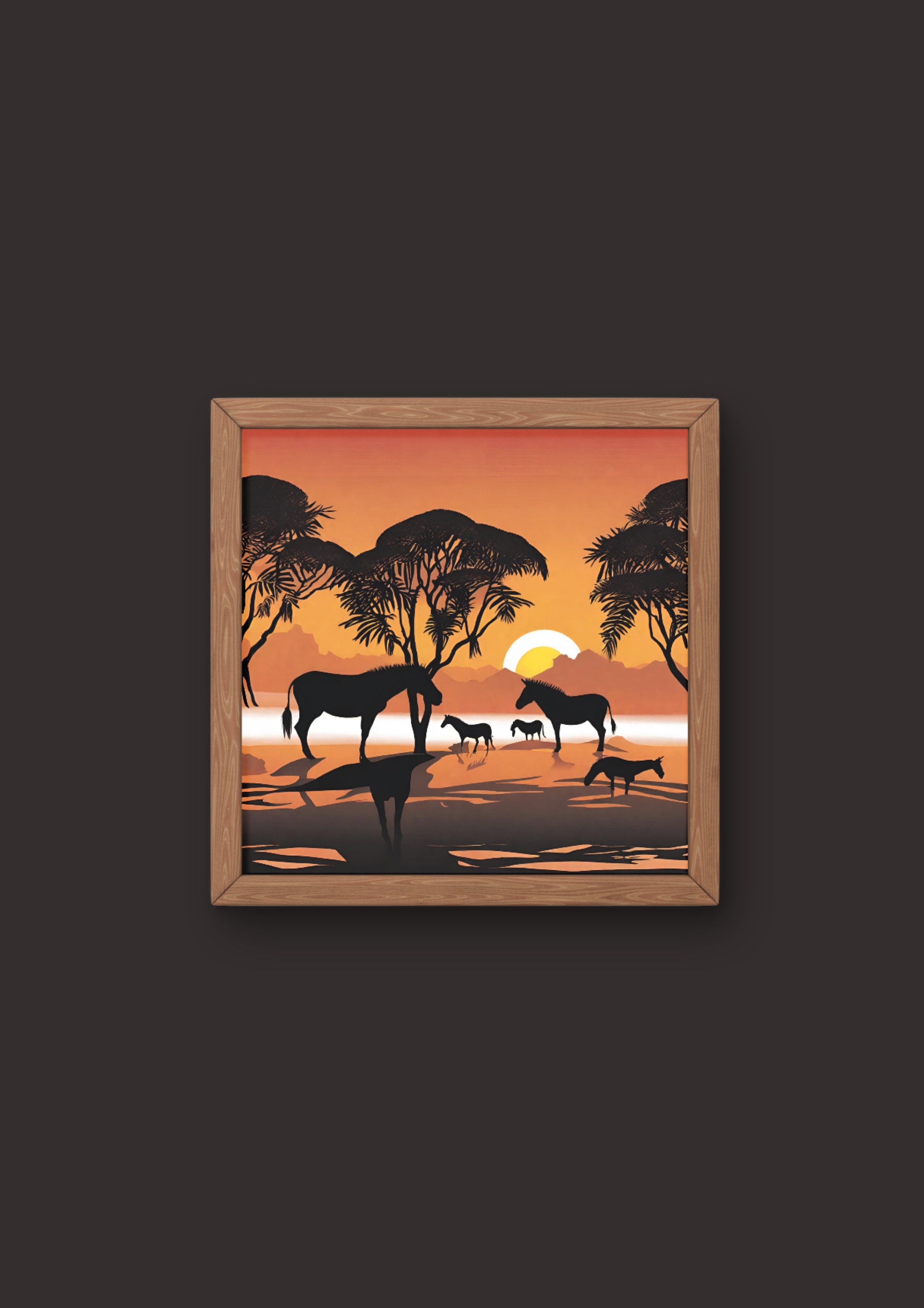 Jungle Animal Silhouettes Art Prints: Sunset Home Decor (digital ...