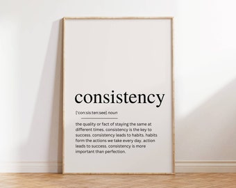 Consistency Definition Print Office Wall Art Home Office Decor ...