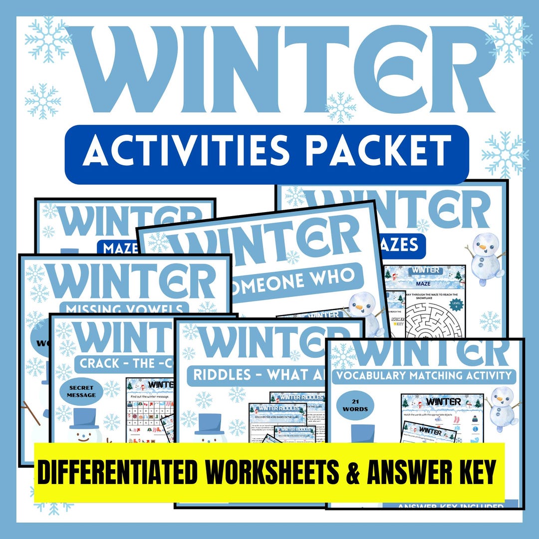 Winter Word Activities Package: Literacy Puzzles and Games (printable ...