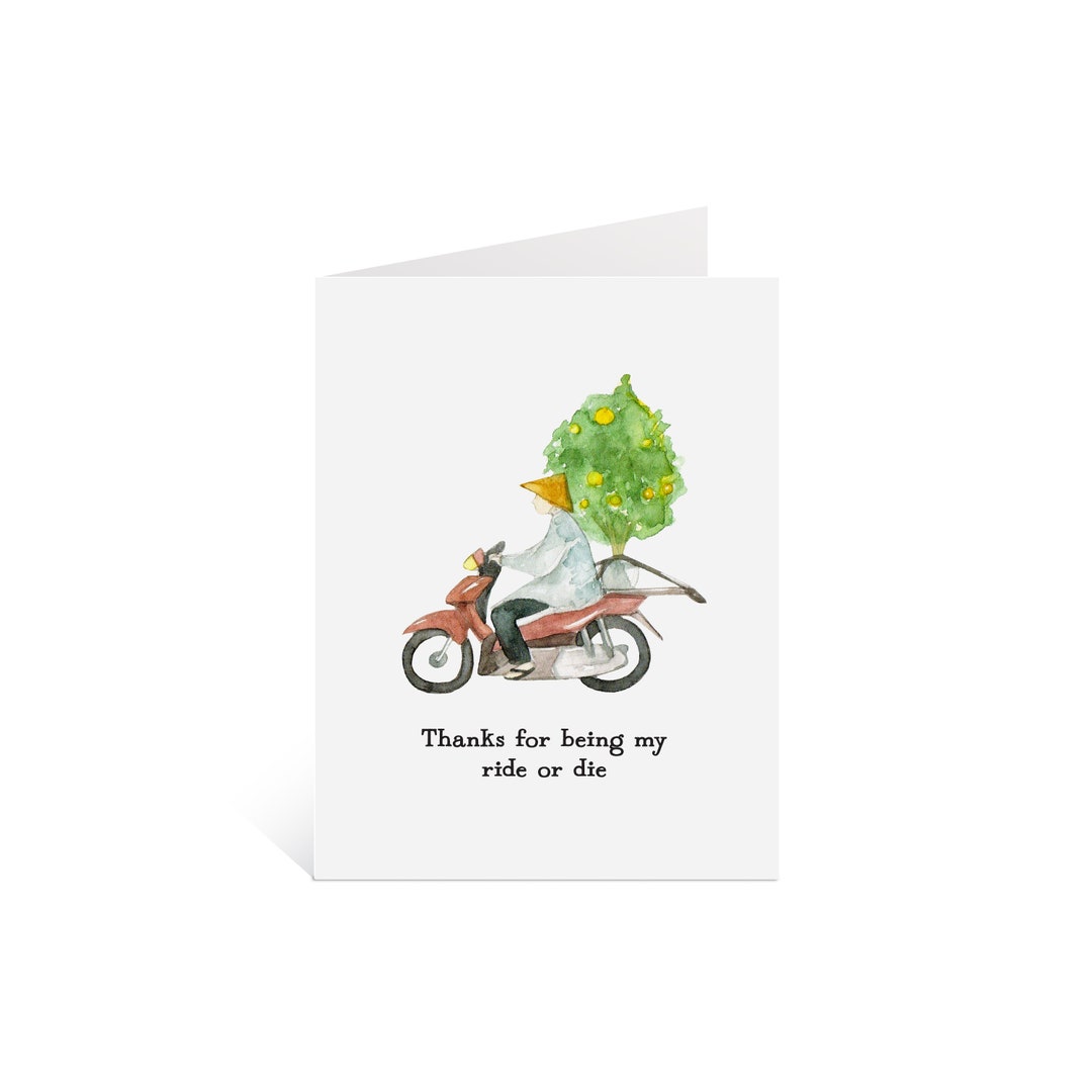 Thanks for Being My Ride or Die / Vietnamese Pun Greeting Card / Funny ...