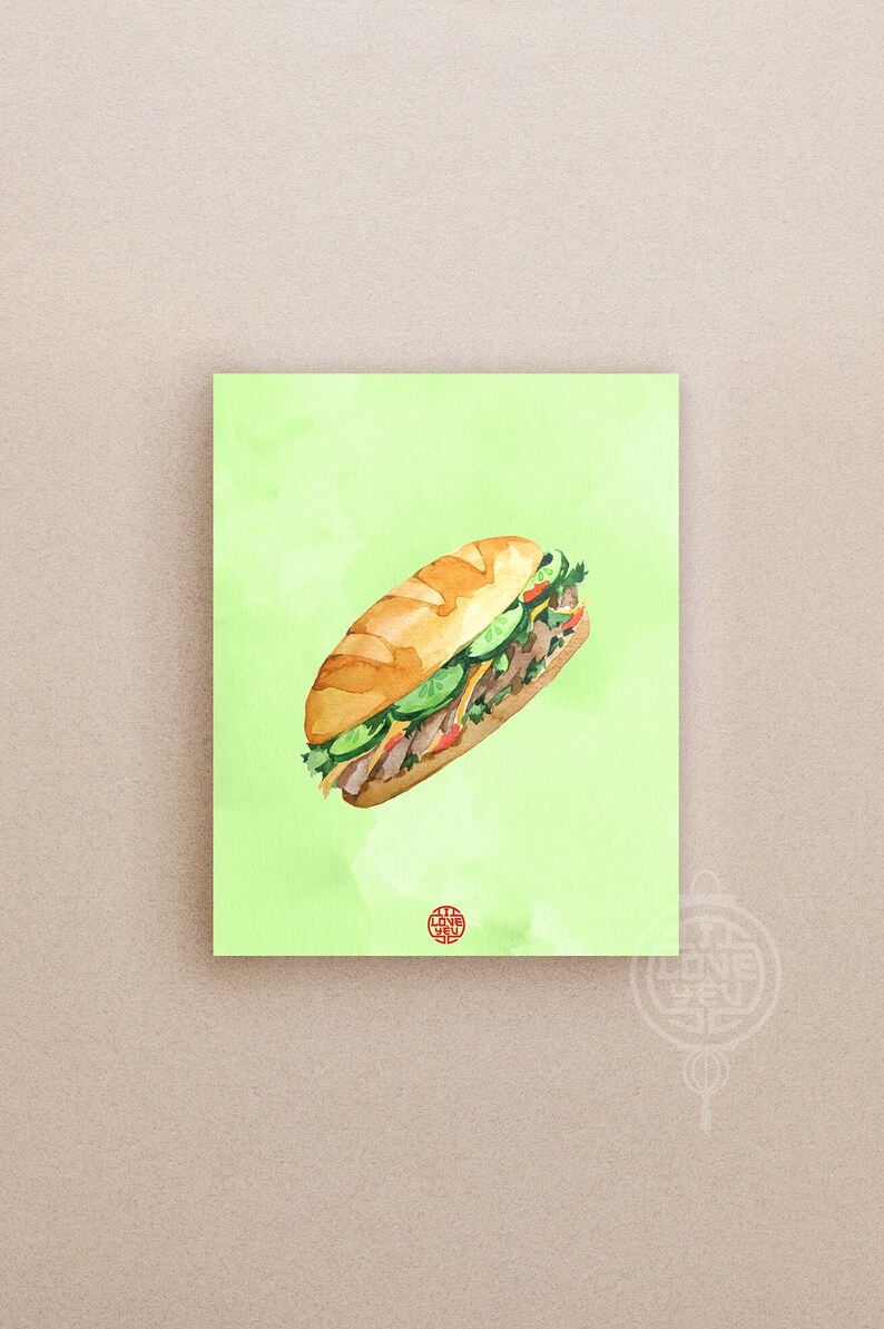 Banh Mi Vietnamese Sandwich Vietnamese Food Art Print 8x10" Art Print ...