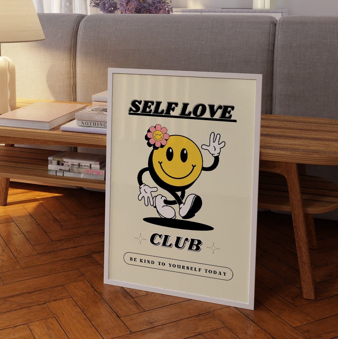 Retro Self Love Digital Poster Print, Aesthetic Motivational Quote ...